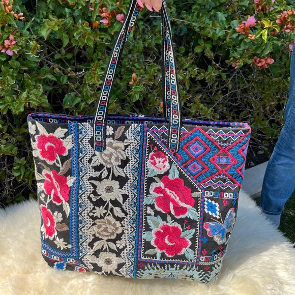Johnny Was | Bags | Johnny Was Embroidered Double Handle Tote | Poshmark